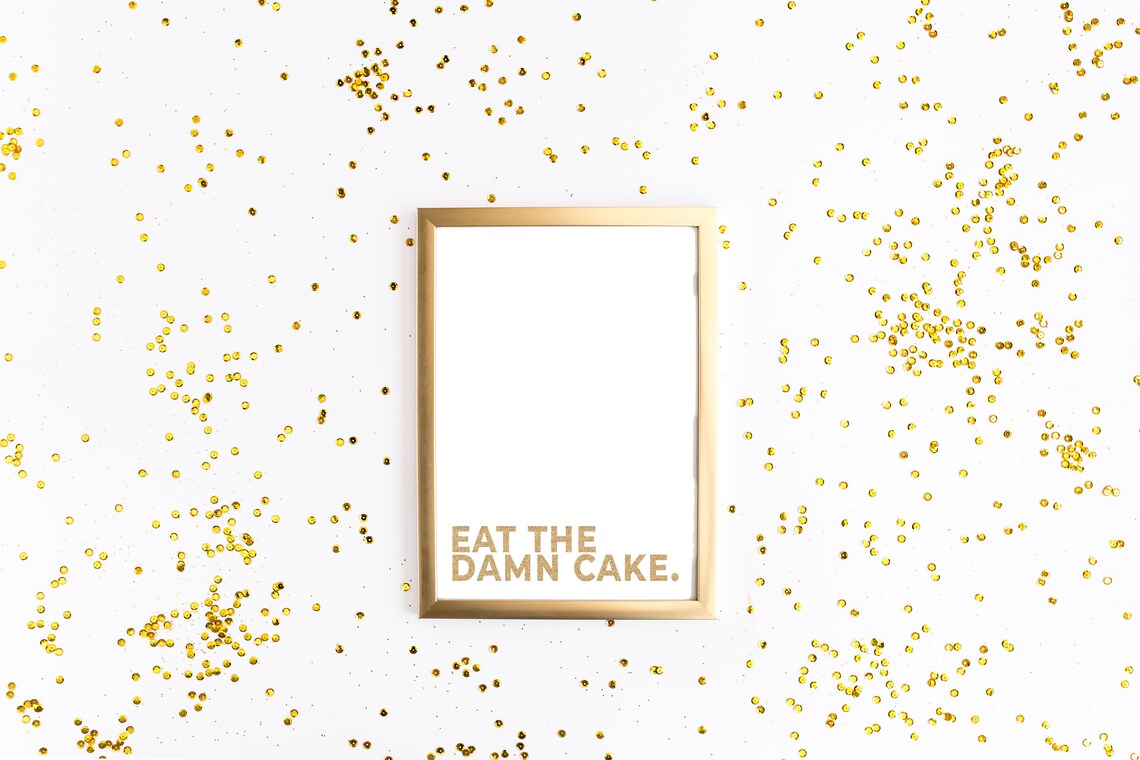 Gold Glitter Cake Printable Wall Art, Glitter Gold Decor, Glitter Gold ...