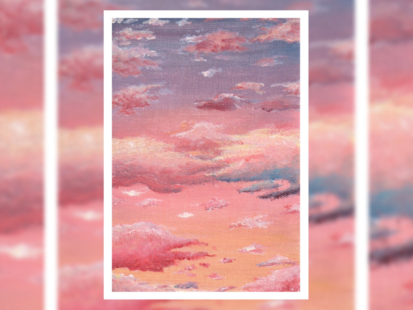 Pastel Aesthetic Sunset Clouds Painting Print Cute Pastel | Etsy