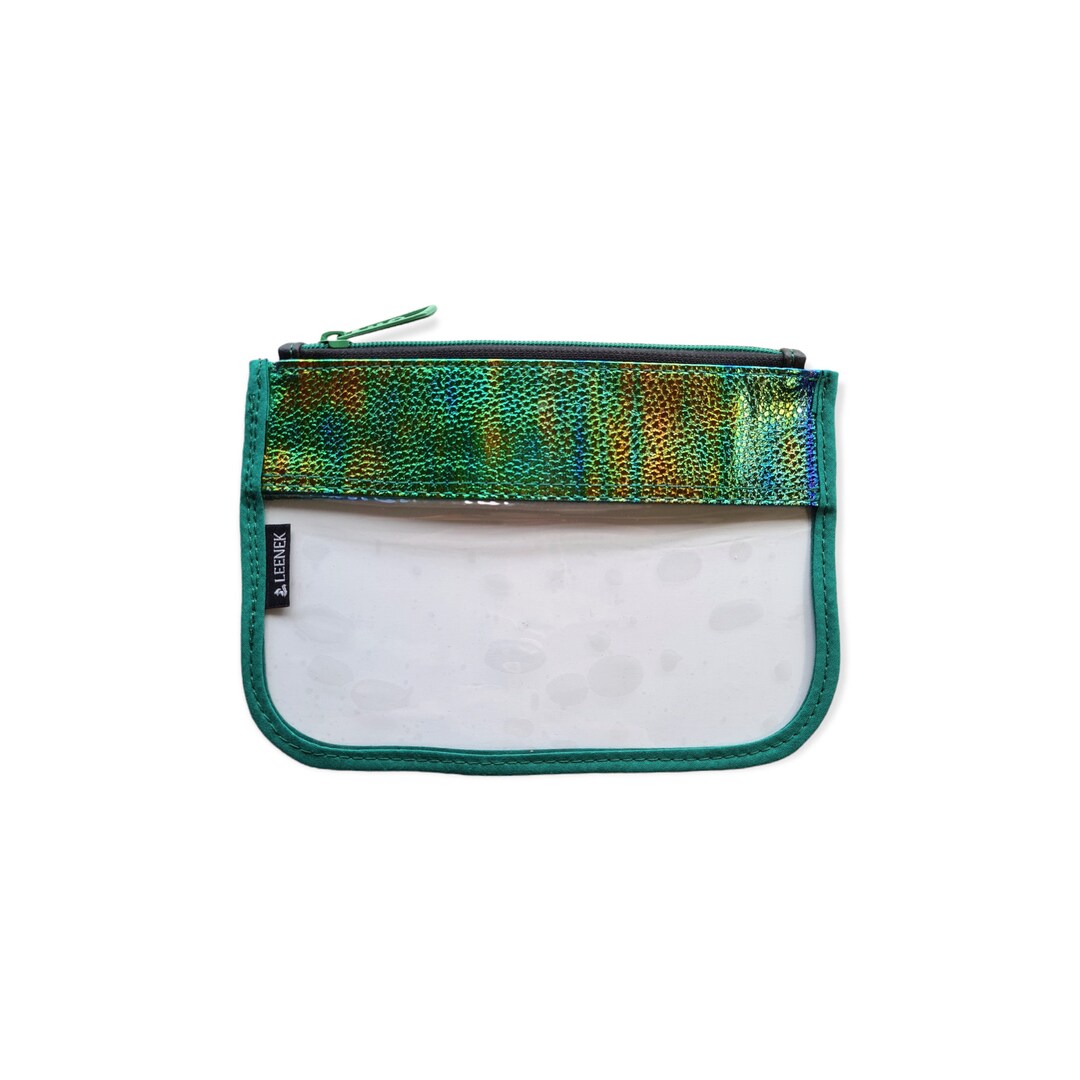 Small Green Clear Pouch, Vinyl See Through Cosmetics and Make up Bag ...