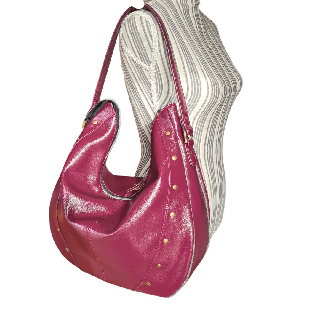 Slouchy Faux Leather Dark Red Karola Shoulder Bag - Etsy