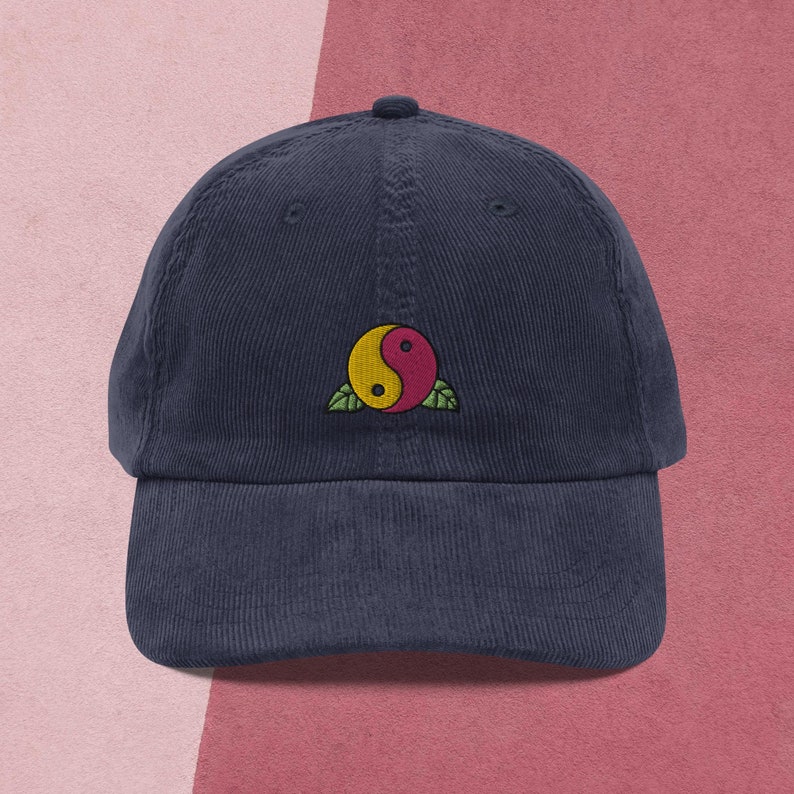 Yin Yang Embroidered Vintage Corduroy Cap - Etsy