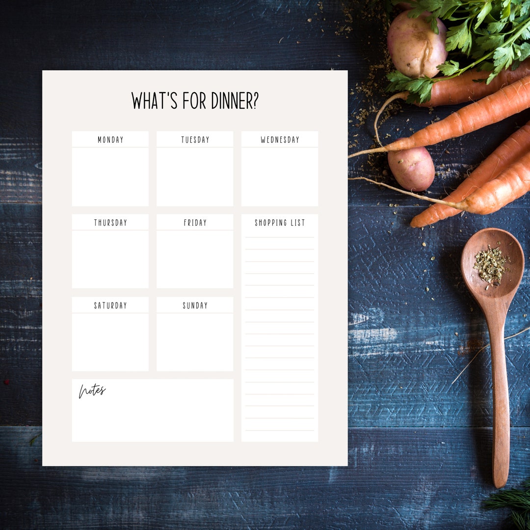 Weekly Meal Planner - What's for Dinner? Printable PDF - Etsy