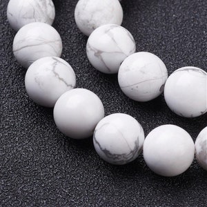 3 Sizes 4mm, 6mm, 8mm Natural Undyed Howlite Beads, White & Grey, Round ...
