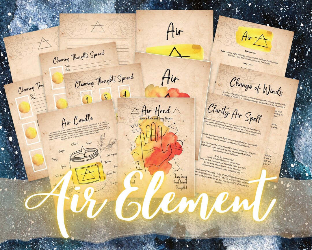 Air Element Magic Book of Shadows, Printable Grimoire Pages. BOS Pages ...