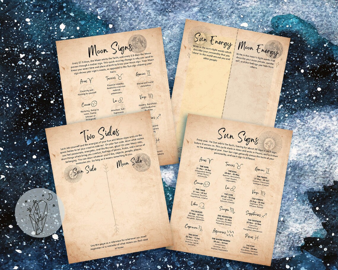 Sun and Moon Book of Shadows, Printable Grimoire Pages. Printable ...