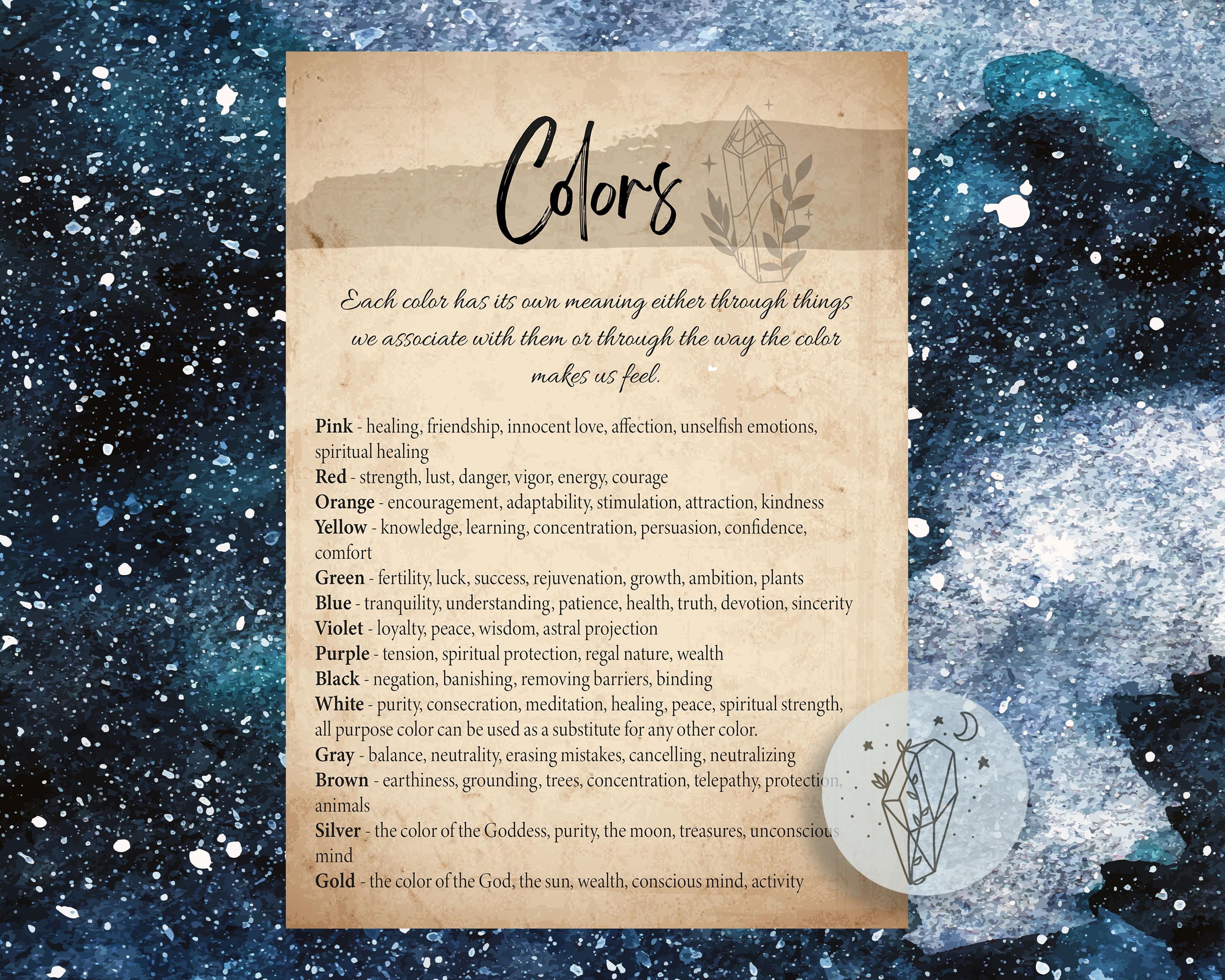 Book of Shadows Pages. Wiccan Starter Color Printable Info Sheet ...