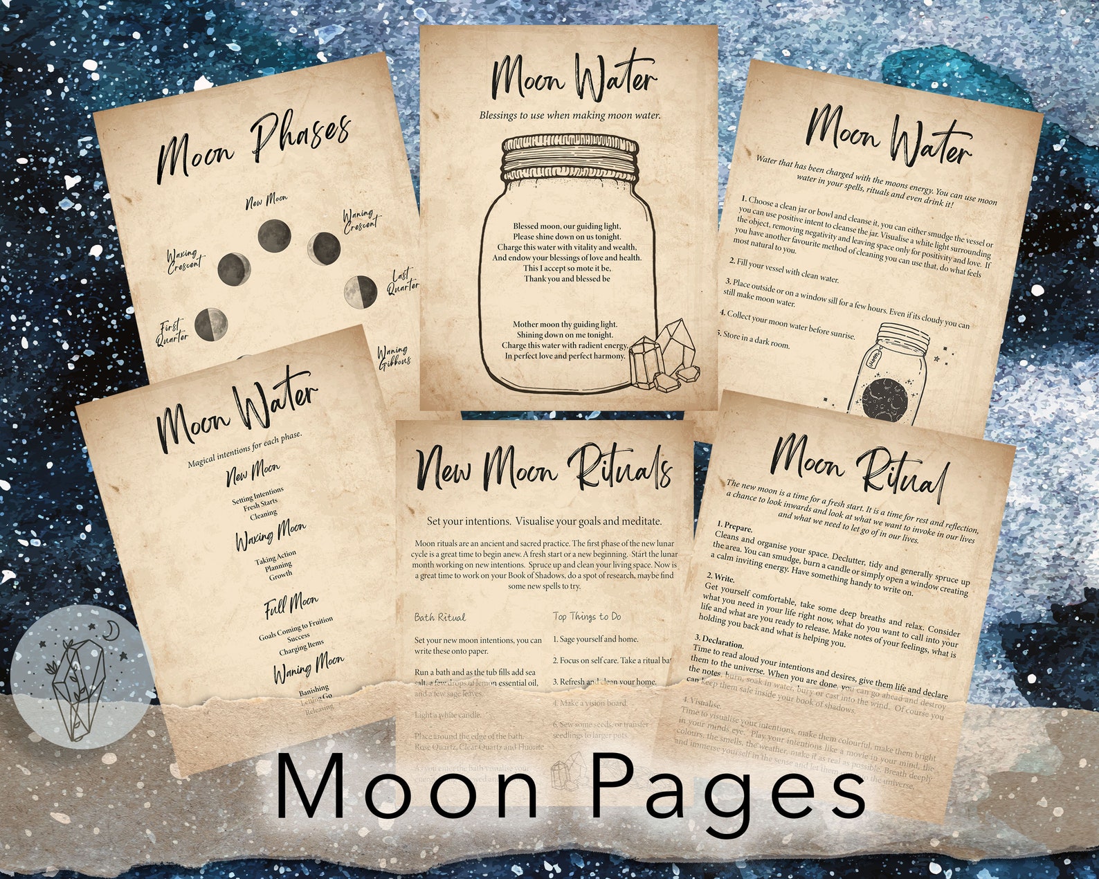 Moon Magic Book of Shadows, Printable Grimoire Pages. BOS Pages ...