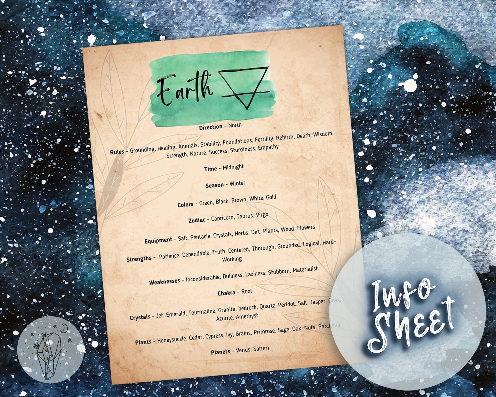 Earth Element Magic Book of Shadows Printable Grimoire Pages. | Etsy