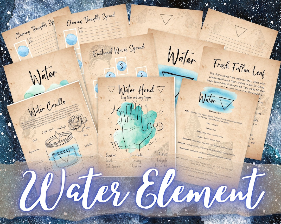 Water Element Magic Book of Shadows, Printable Grimoire Pages. BOS ...