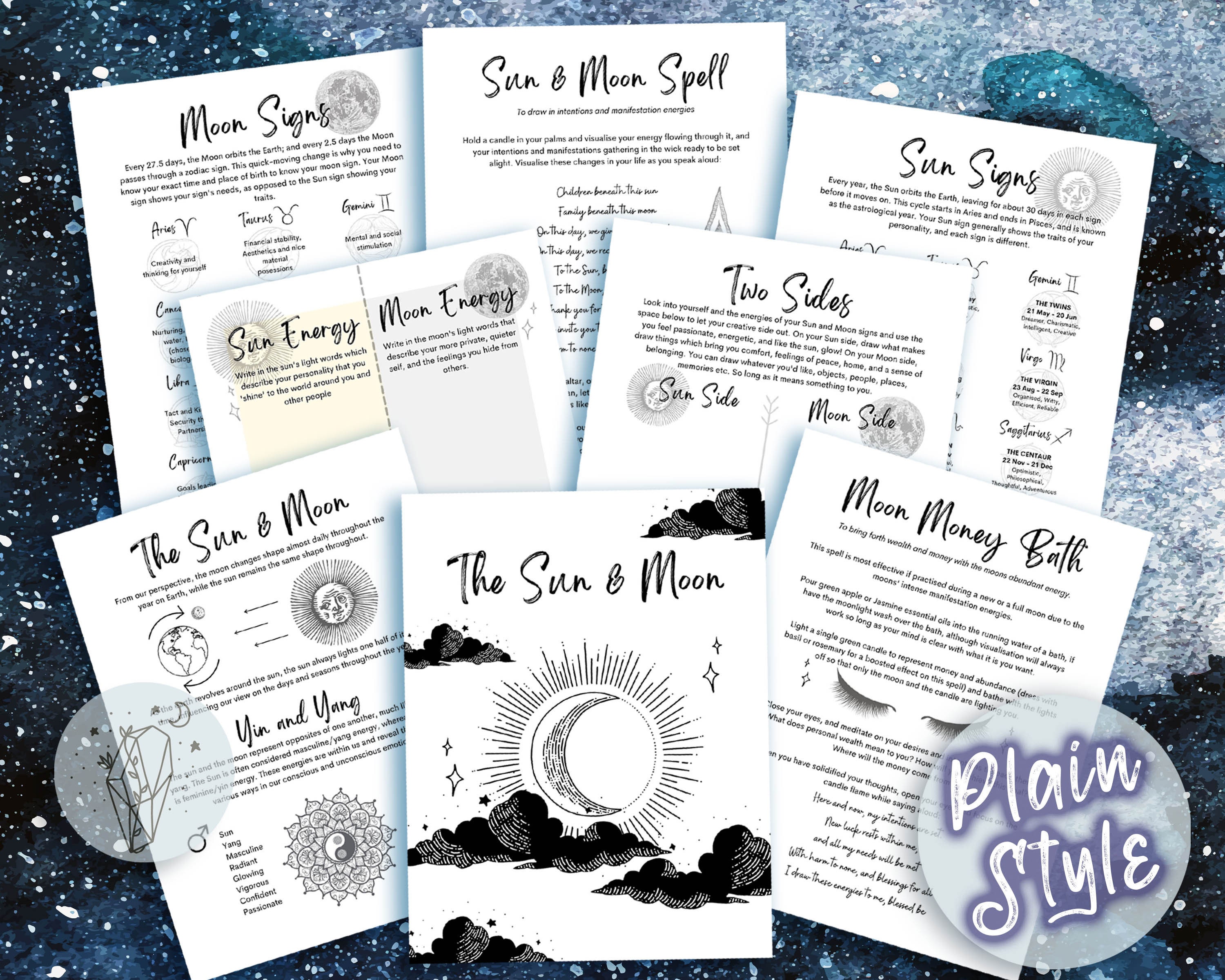 Sun and Moon Book of Shadows, Printable Grimoire Pages. Printable ...
