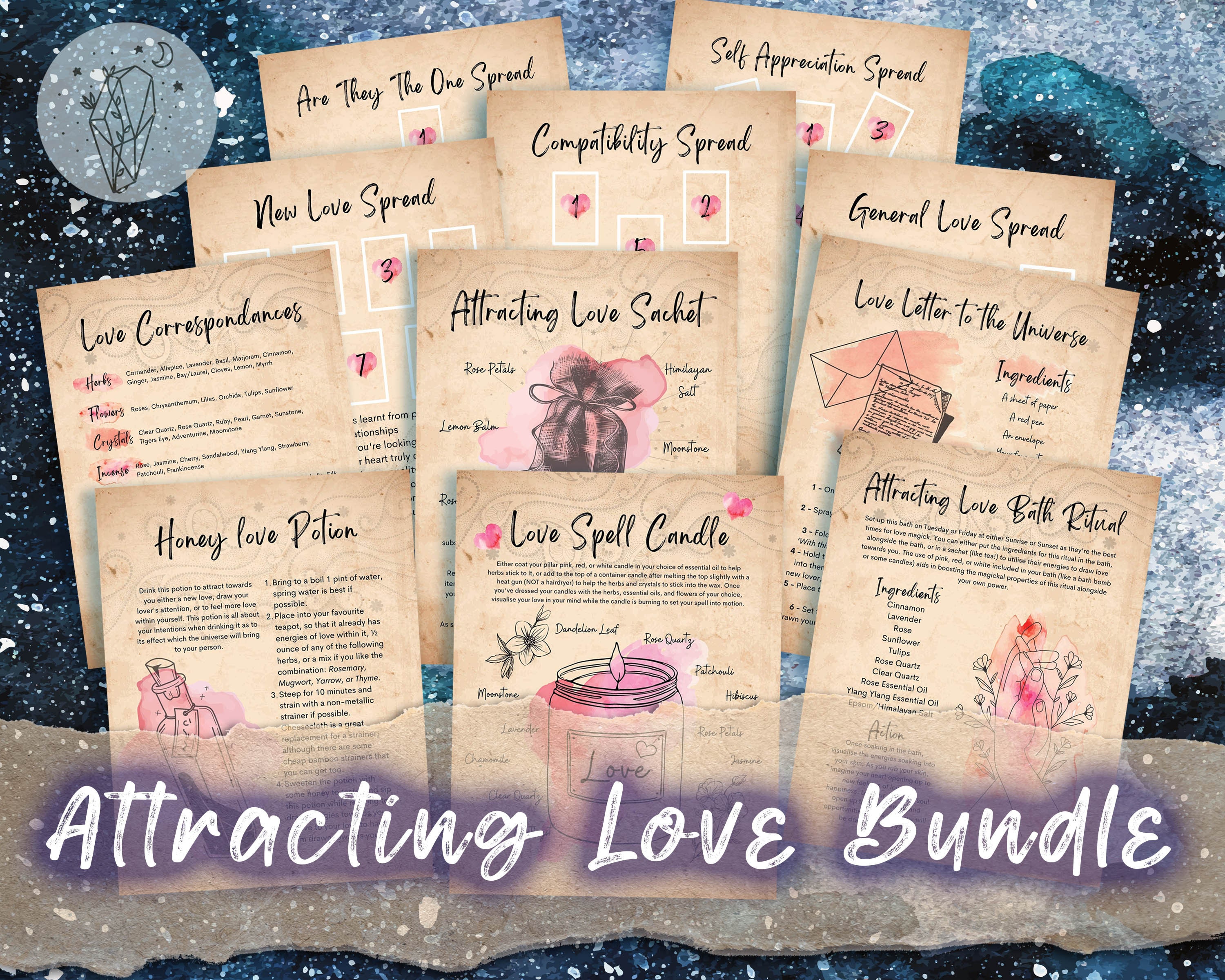 Book of Shadows grimoire pages love Magick bundle. BOS pages | Etsy