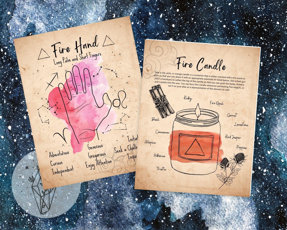 Fire Element Magic Book of Shadows Printable Grimoire Pages. | Etsy