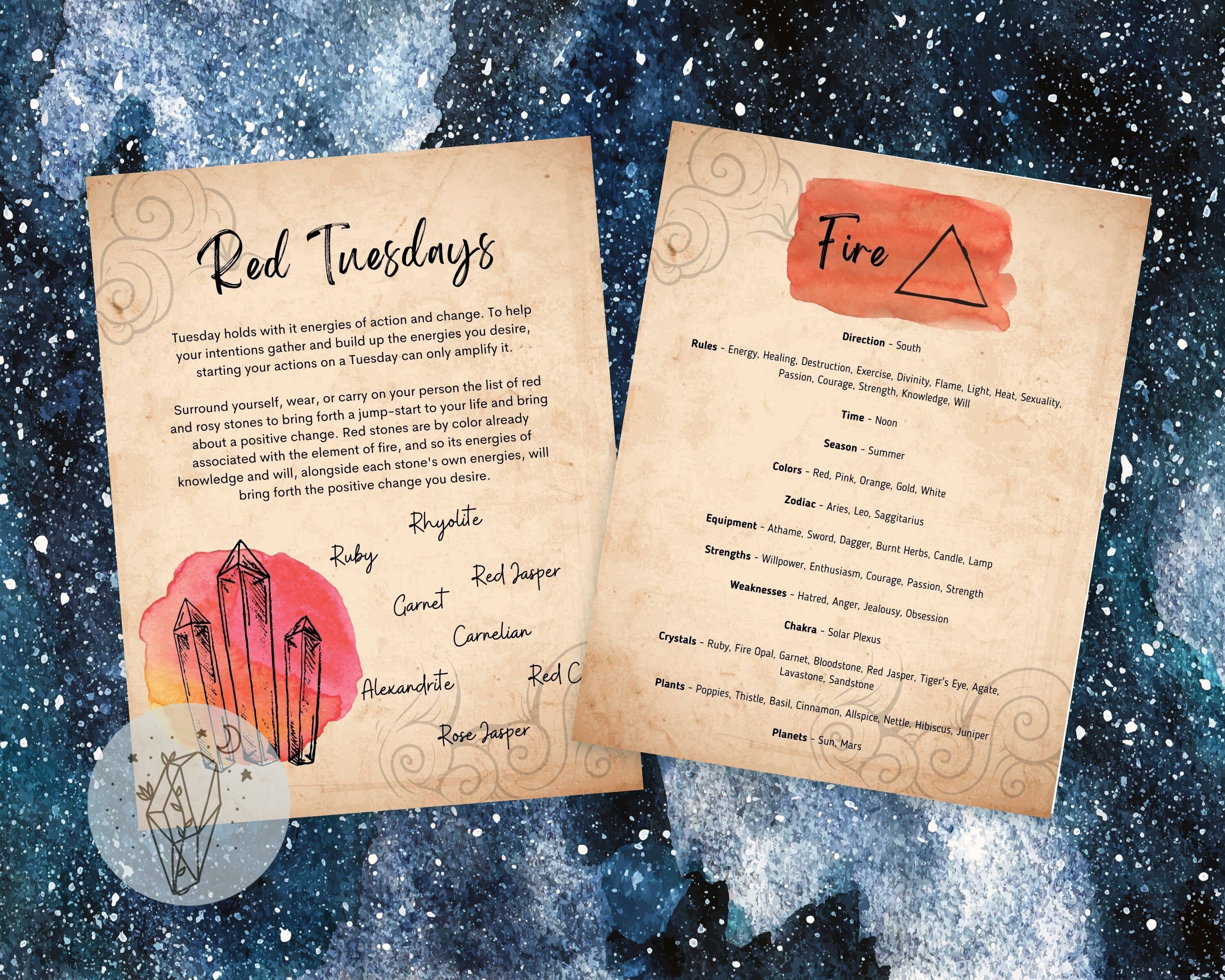 Fire Element Magic Book of Shadows Printable Grimoire Pages. - Etsy