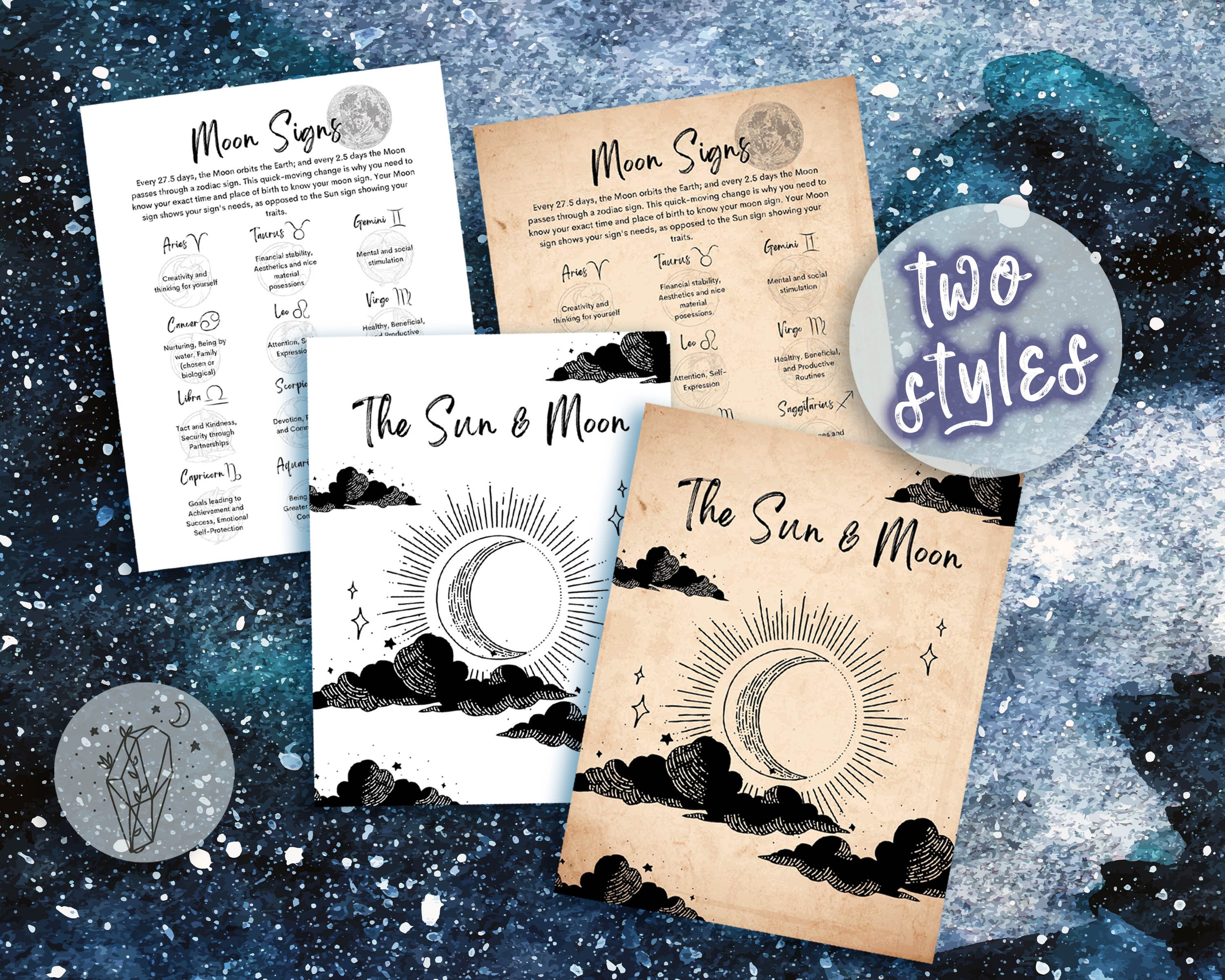 Sun and Moon Book of Shadows, Printable Grimoire Pages. Printable ...