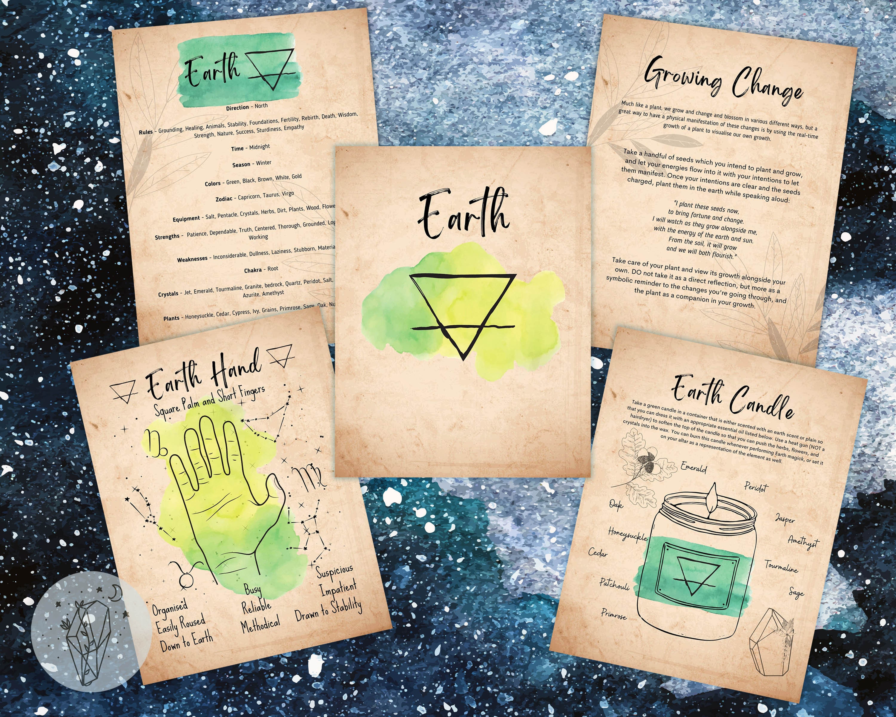 Earth Element Magic Book of Shadows Printable Grimoire Pages. | Etsy