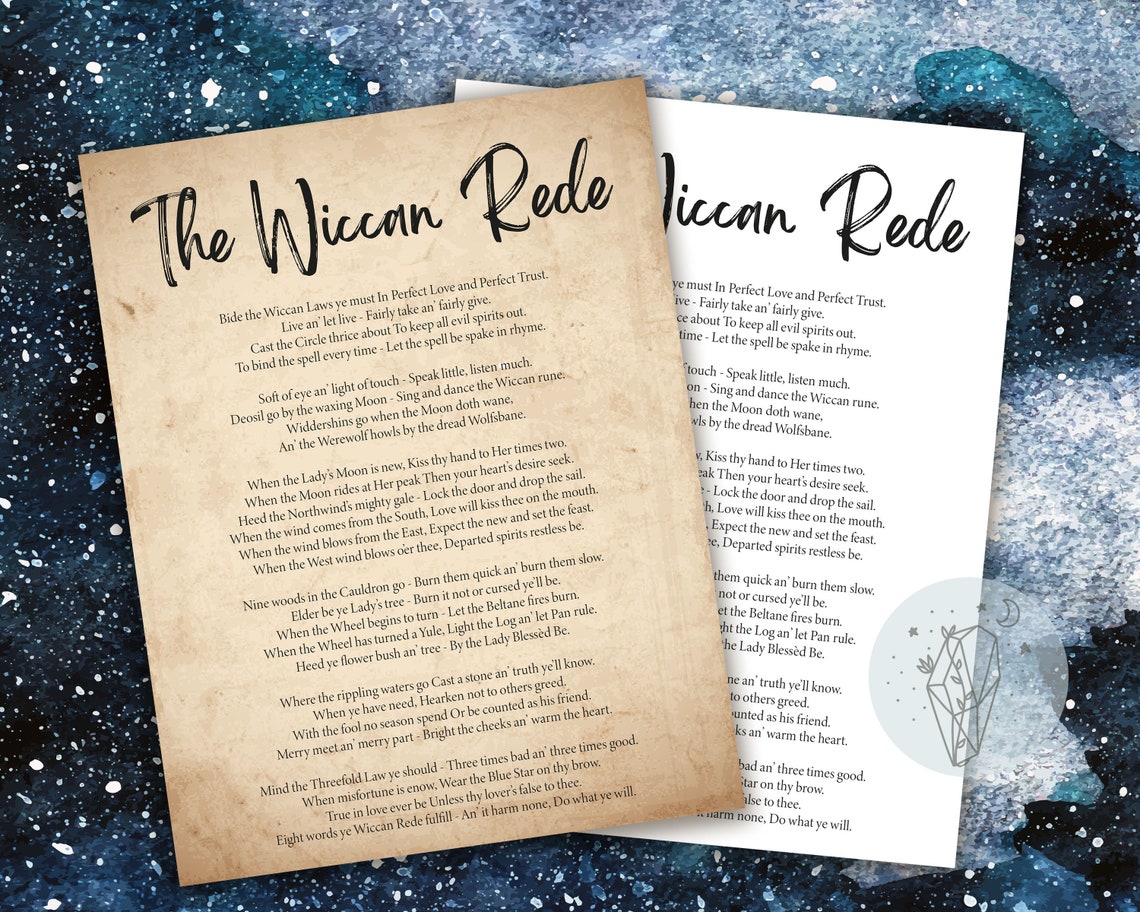 Book of Shadows Printable, Grimoire Pages. BOS Pages, the Wiccan Rede ...