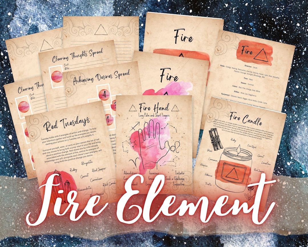 Fire Element Magic Book of Shadows, Printable Grimoire Pages. BOS Pages ...