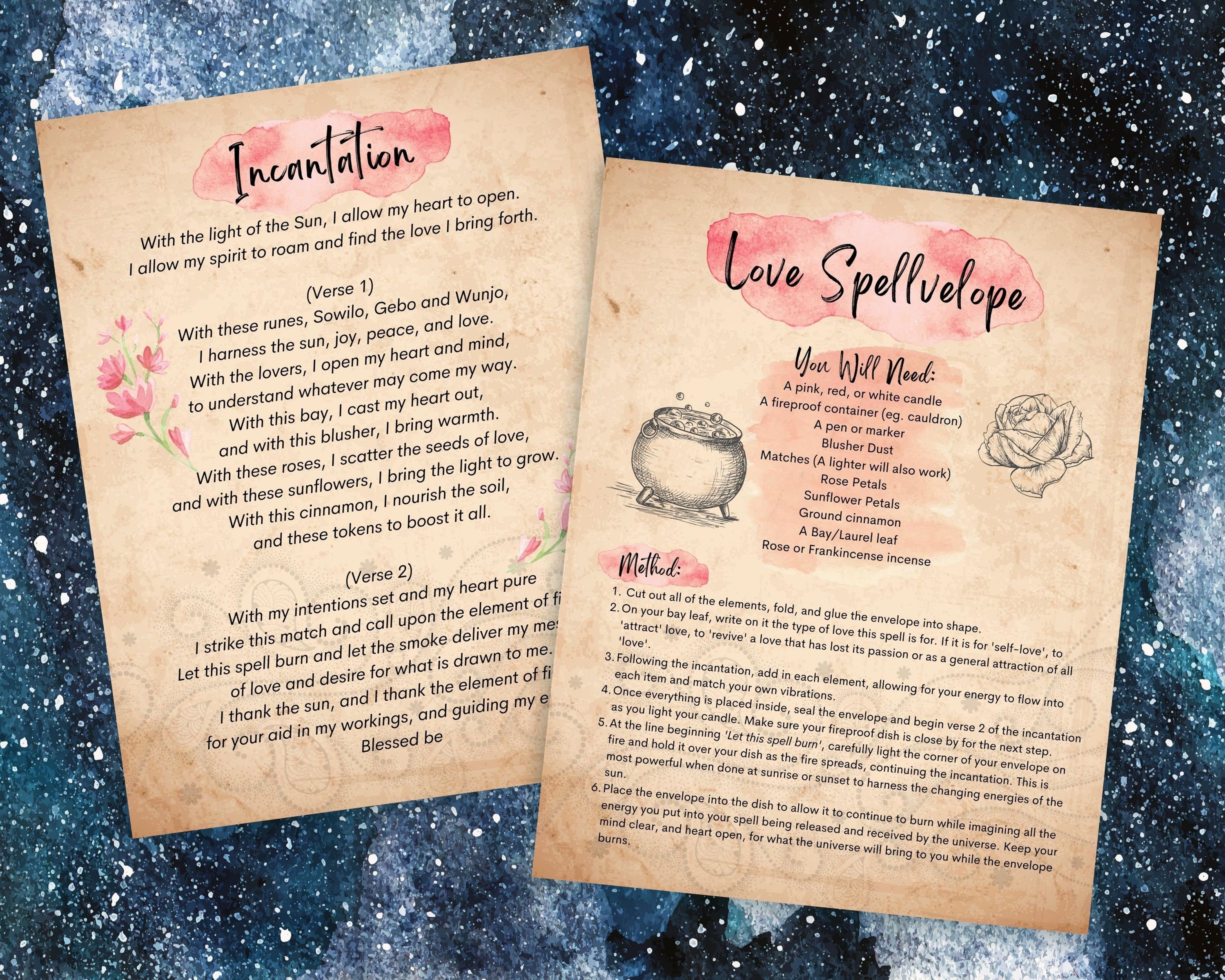 Love Spell Envelope. Book of Shadows Journal DIY Spell Kit. Book of ...