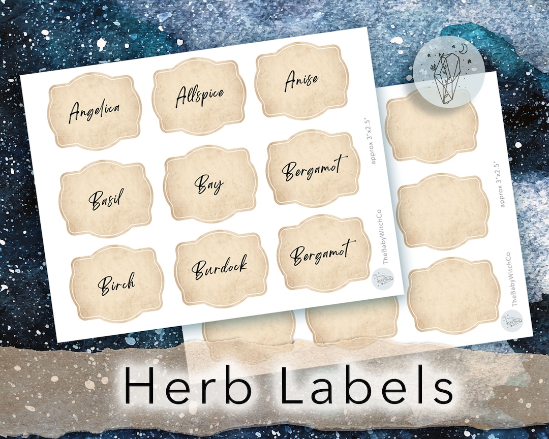 Witch Herb Labels, Apothecary Label Printable Vintage Style Label ...