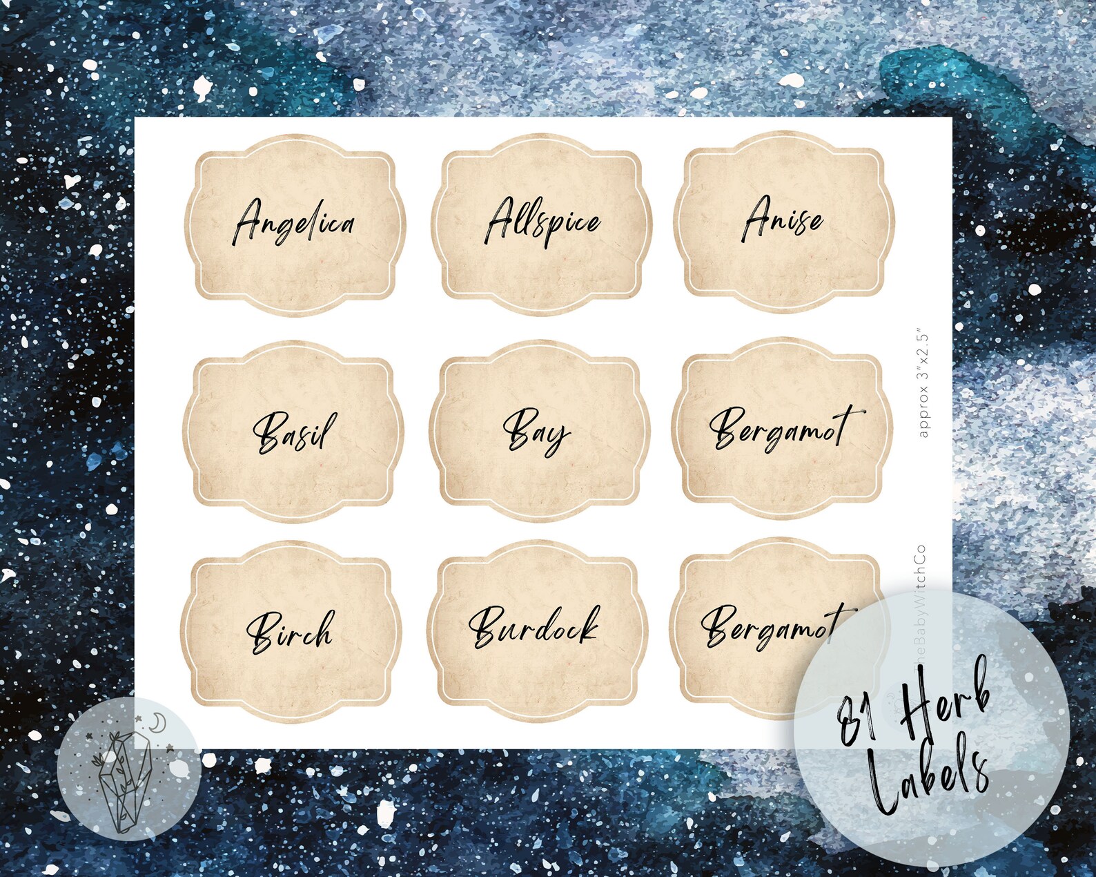 Witch Herb Labels, Apothecary Label Printable Vintage Style Label ...