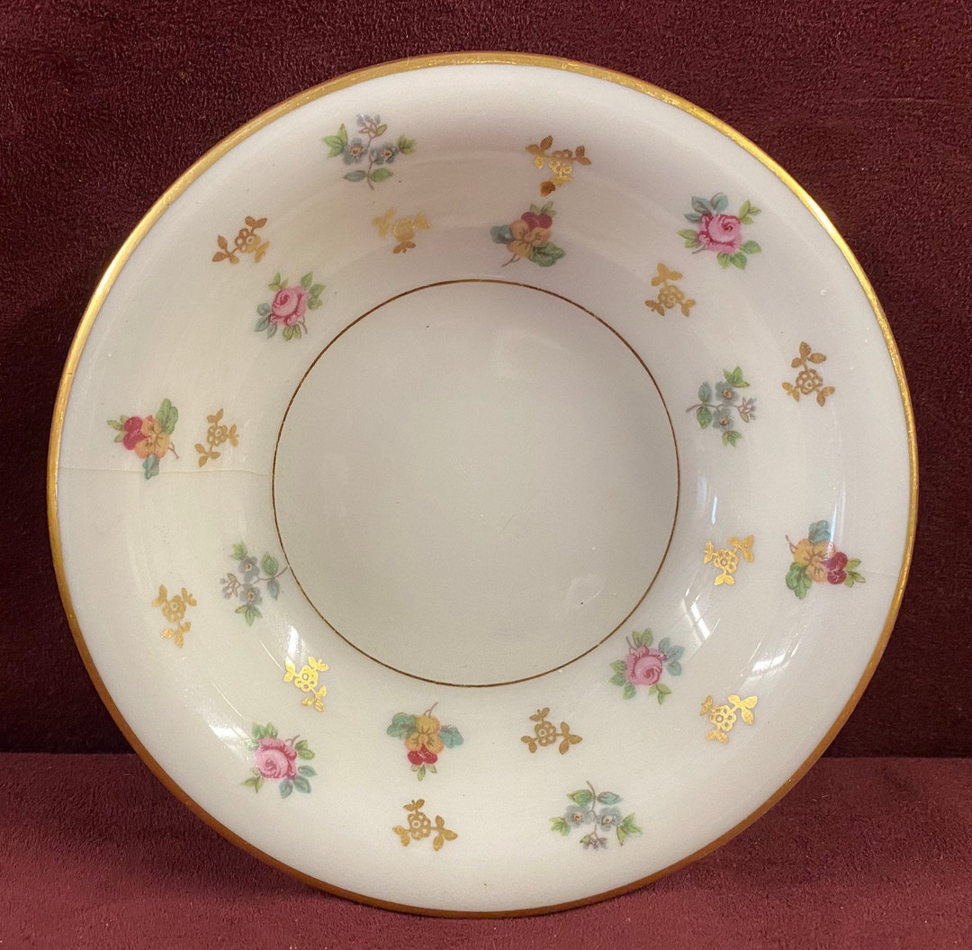 Vintage Lamberton Ivory China Berry Bowls: Molly Pitcher Floral Gold ...