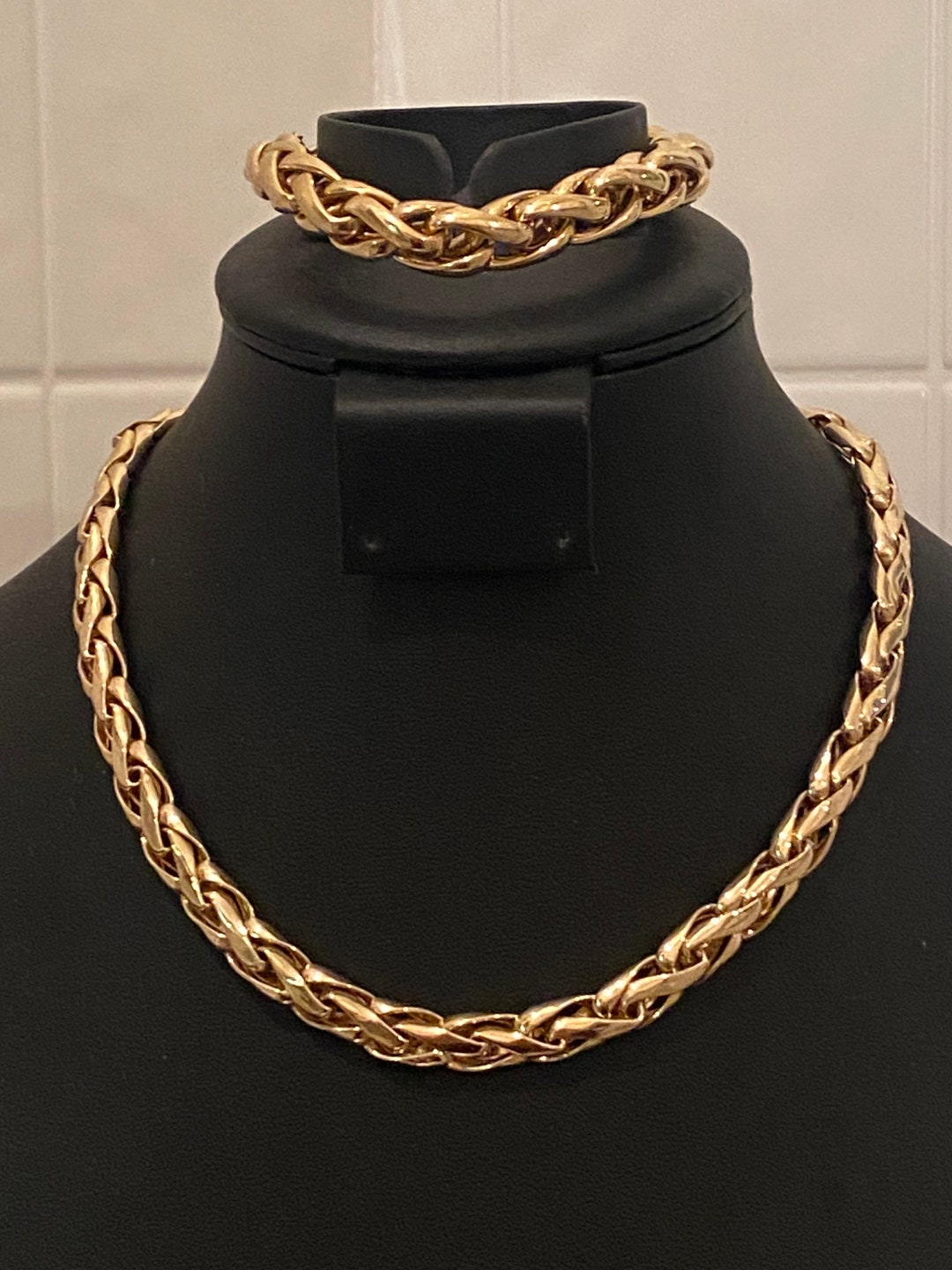 Stunning Estate 14K and 18K Gold Byzantine Necklace and Bracelet ...