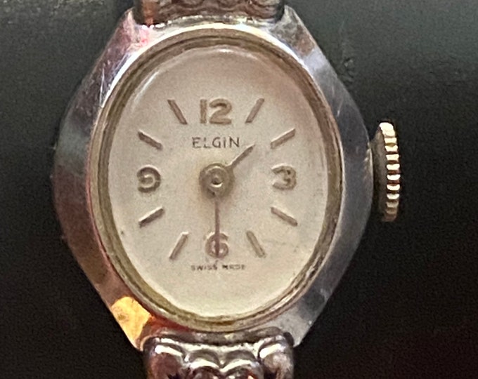 Gorgeous Estate Elgin Swiss Made Ladies White Gold Colored Wrist Watch ...