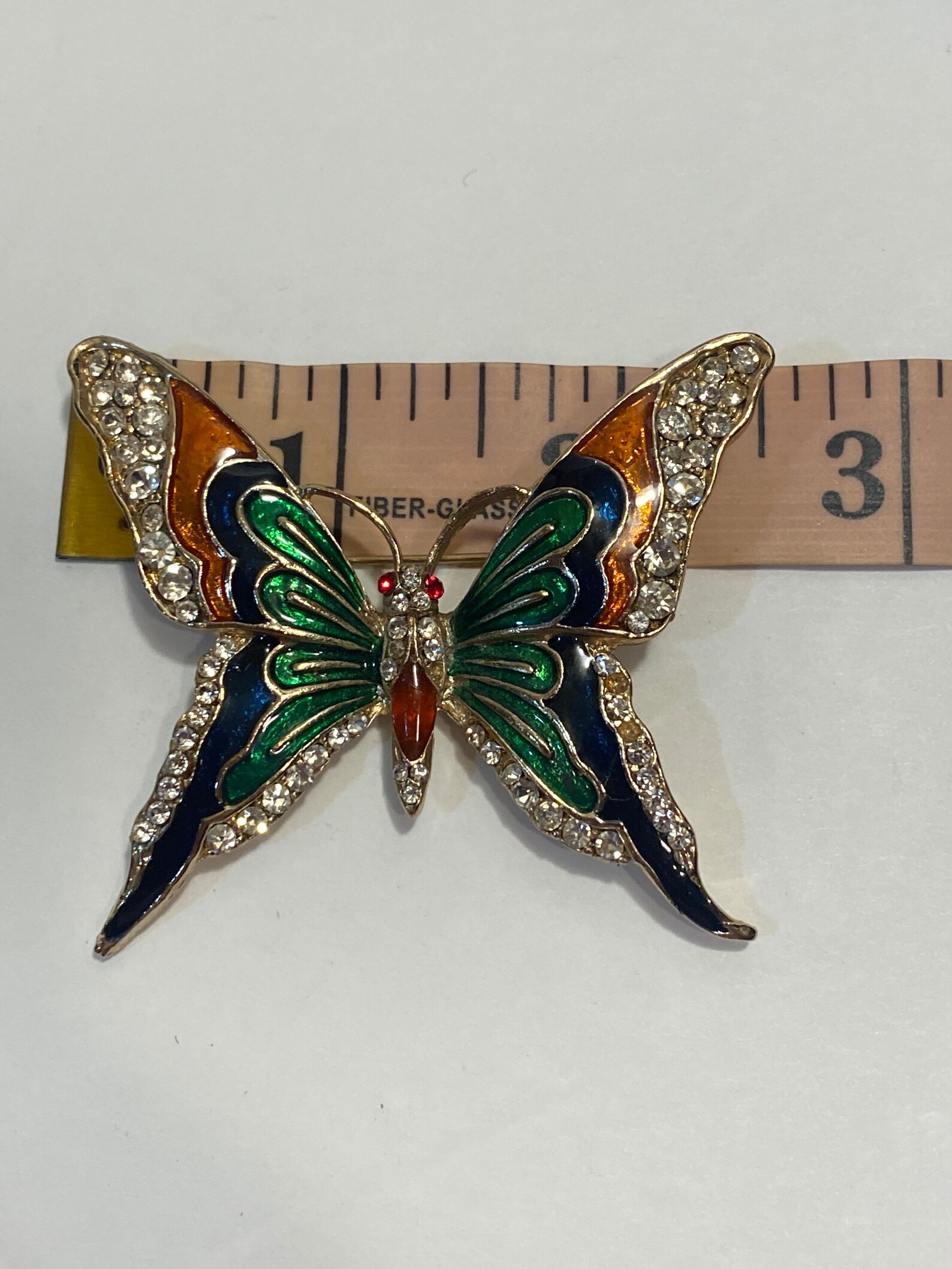 Vintage Gorgeous Rhinestone and Enamel Butterfly Brooch or - Etsy