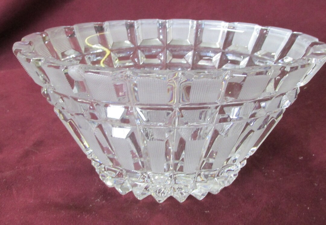 Vintage Molded Crystal High Quality Oblong Bowl, Architectural Pattern ...