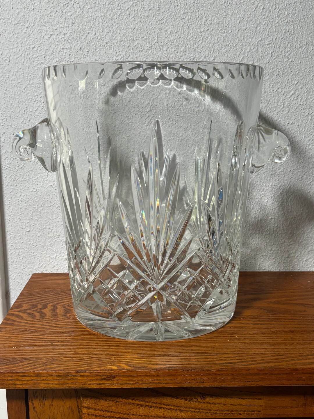 Vintage Heavy Cut Crystal Ice Bucket With Scrolled Handles - Etsy