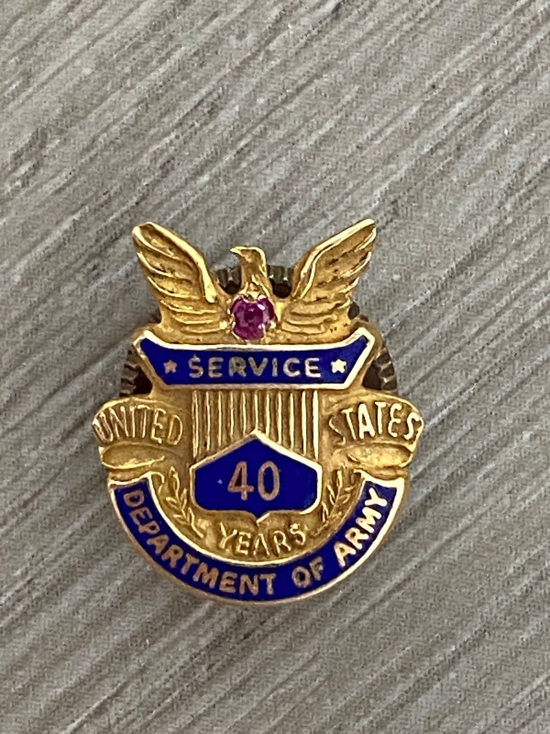 Vintage US Army 10K Gold 40 Year Service Ruby Lapel Pin - Etsy