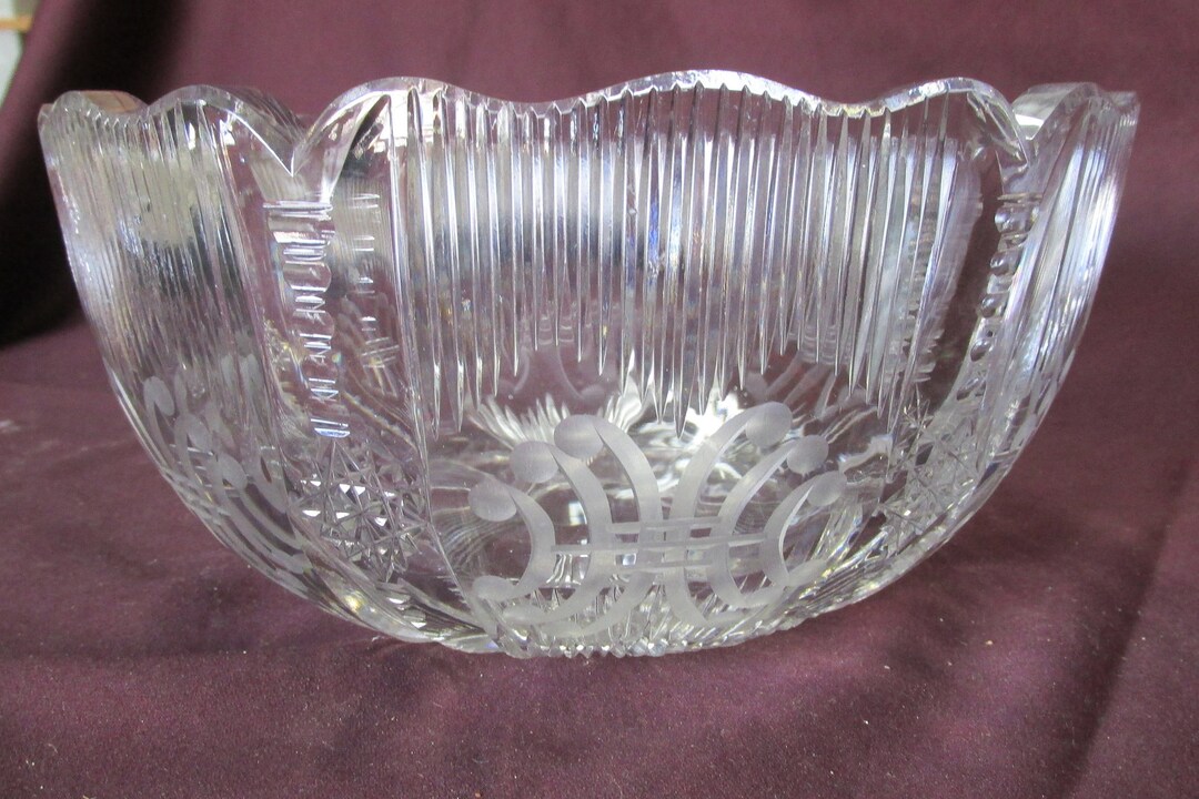Vintage Libbey Cut Crystal Bowl: Petaled Fluted Design, 1930s - Etsy