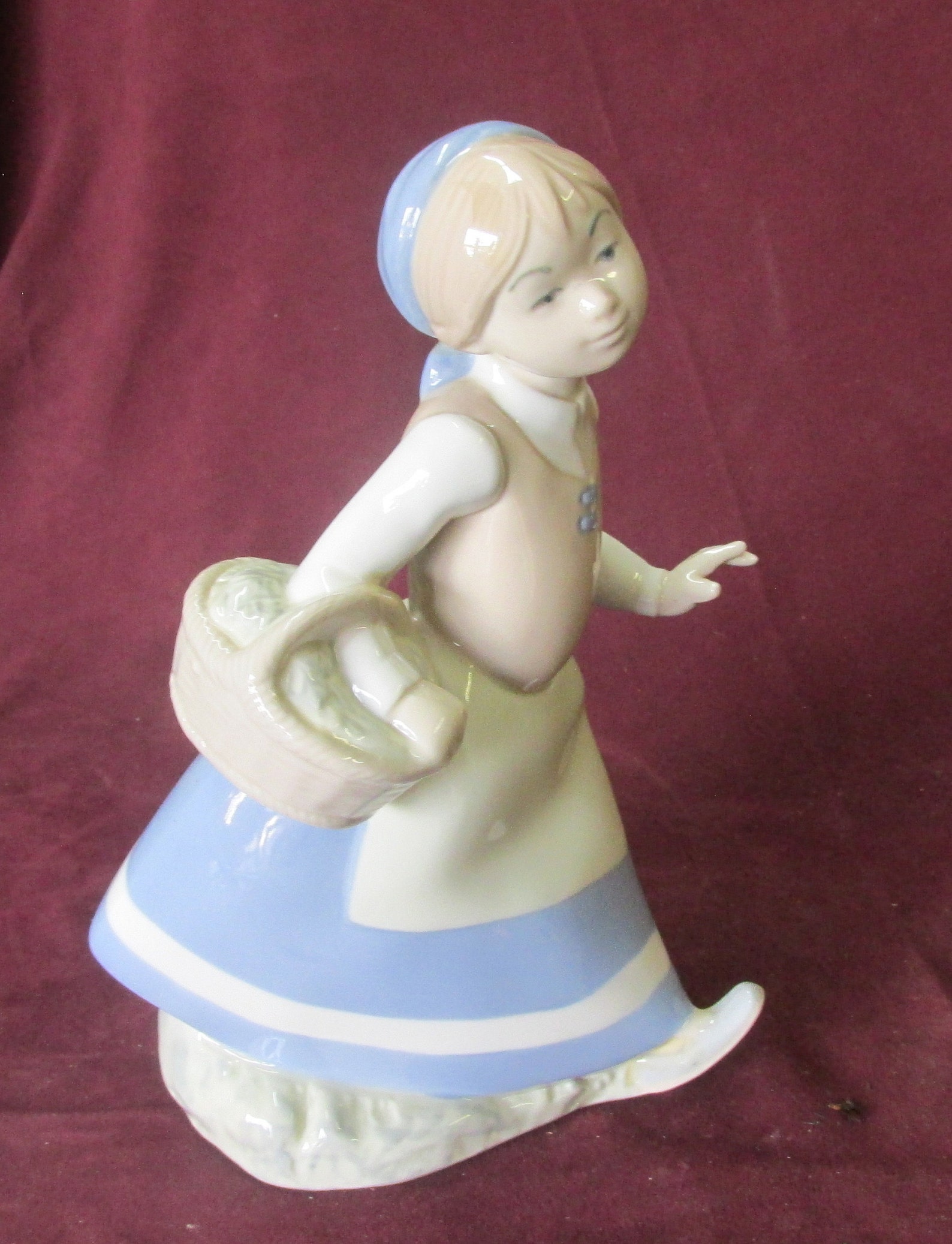 Vintage Rex Valencia Porcelain Figurine of Girl with Basket | Etsy