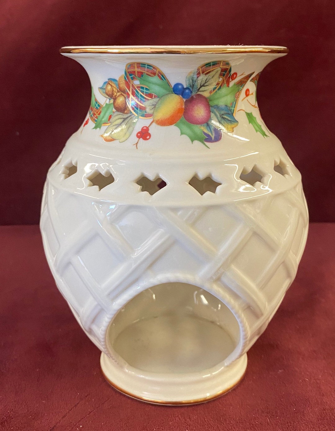 Vintage Lenox Tartan Tea Light Votive Holder: Christmas Dimension ...