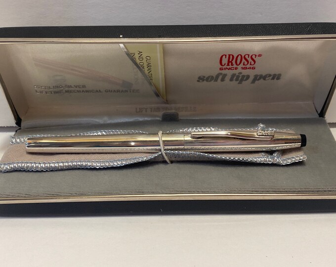 Vintage Sterling Silver Cross Pen, Ball Point Pen With Soft Bag and ...