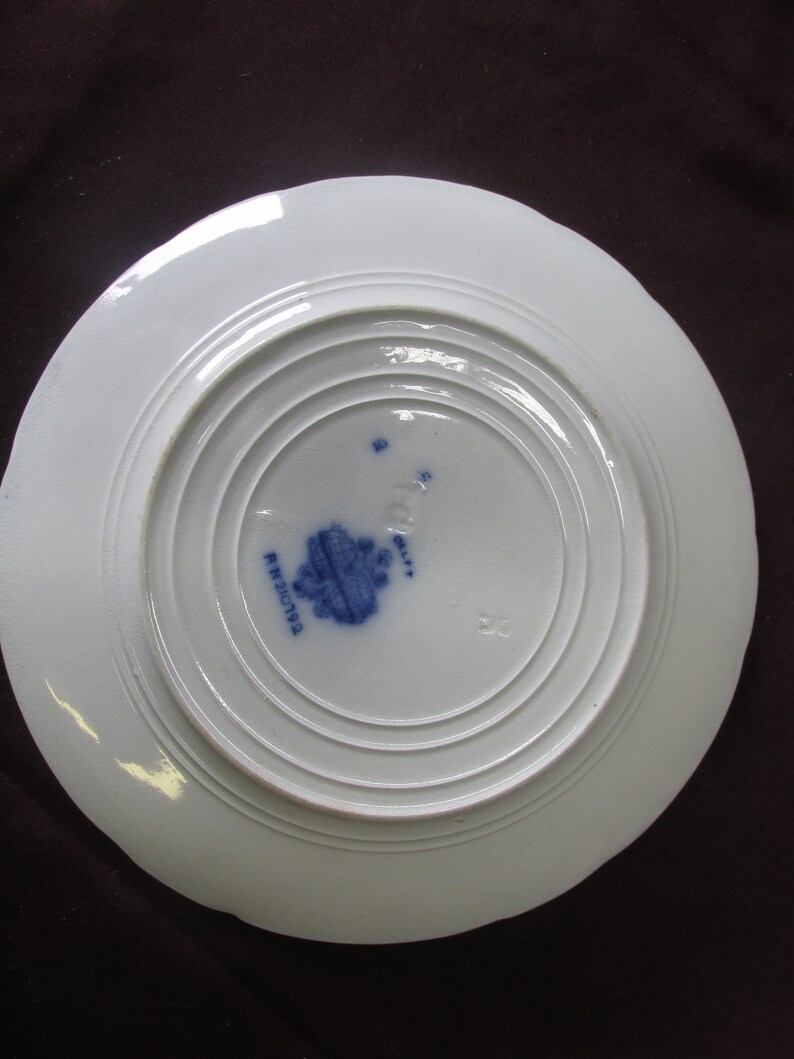 Antique Flow Blue Luncheon Plate, Delft Pattern by Brownfield & Sons ...