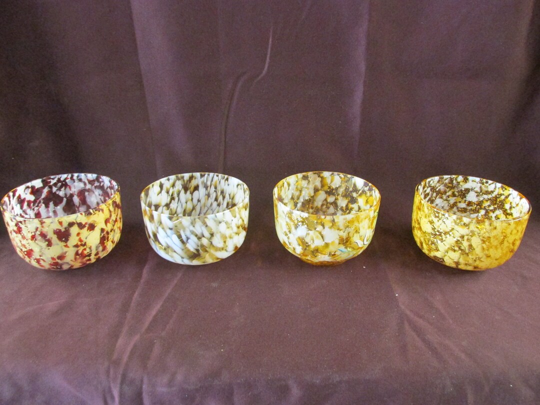 Set of 4 Antique Victorian Spatter Glass Finger Bowls - Etsy
