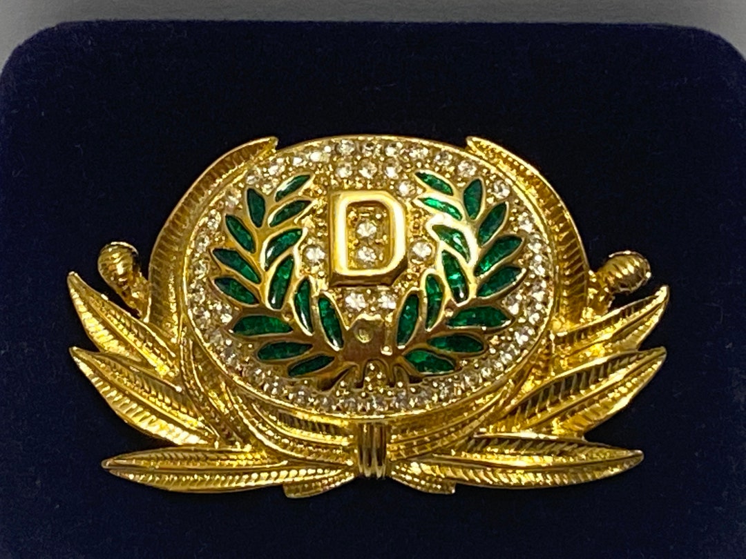 Vintage Carolee Brooch: Gold Tone Pin With Rhinestones & Emerald Green ...