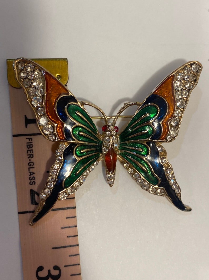 Vintage Gorgeous Rhinestone and Enamel Butterfly Brooch or - Etsy