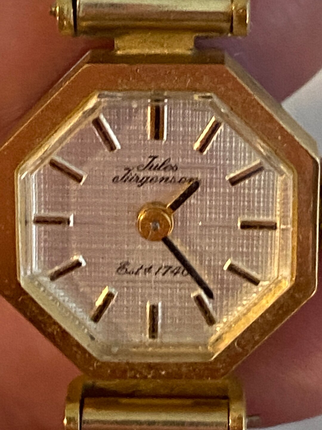 Gorgeous Estate Ladies Octagonal Shaped Jules Jurgensen Gold Colored ...