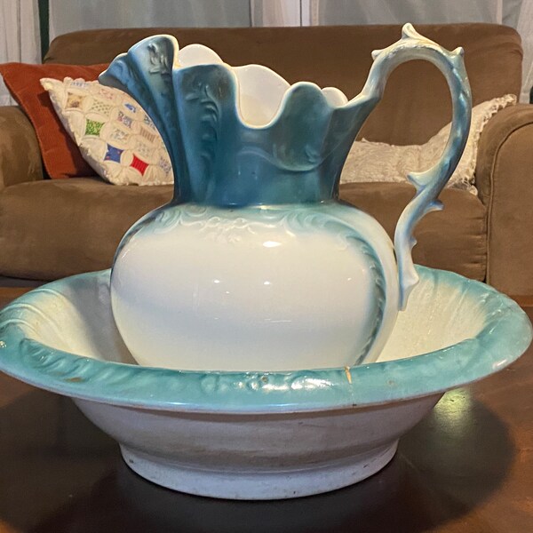 Antique Wash Basin and Pitcher - Etsy