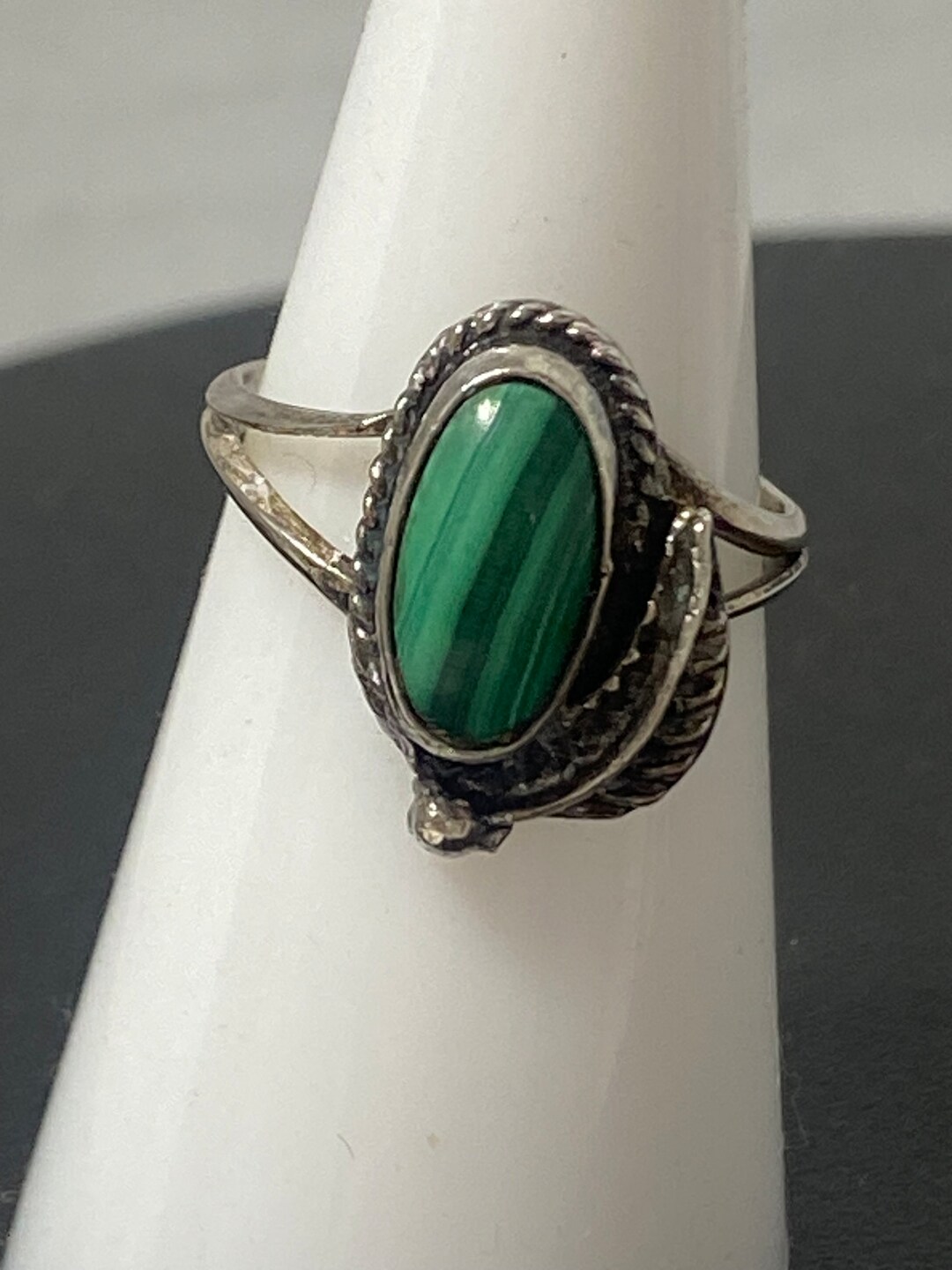 Lovely Vintage Sterling Silver Oval Malachite Squash Blossom Like ...