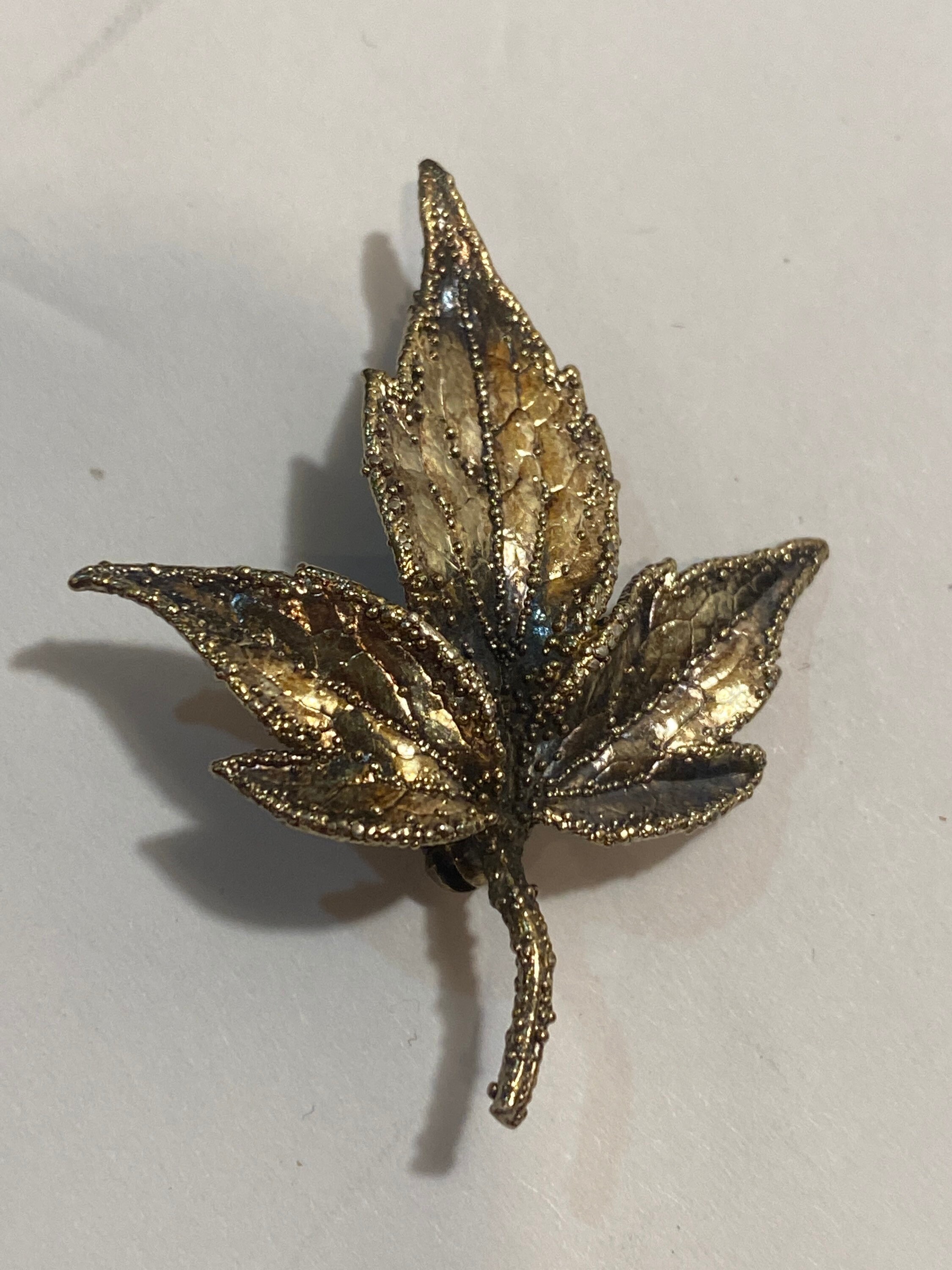 Vintage Sterling Silver Leaf Pin or Brooch Signed Flora | Etsy