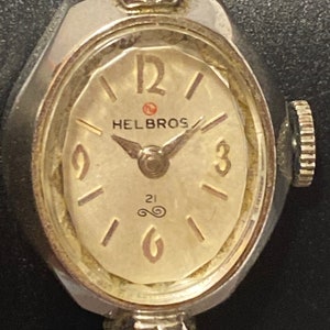 Vintage Helbros Ladies Wrist Watch, 21 Jewels, Base Metal Bezel ...
