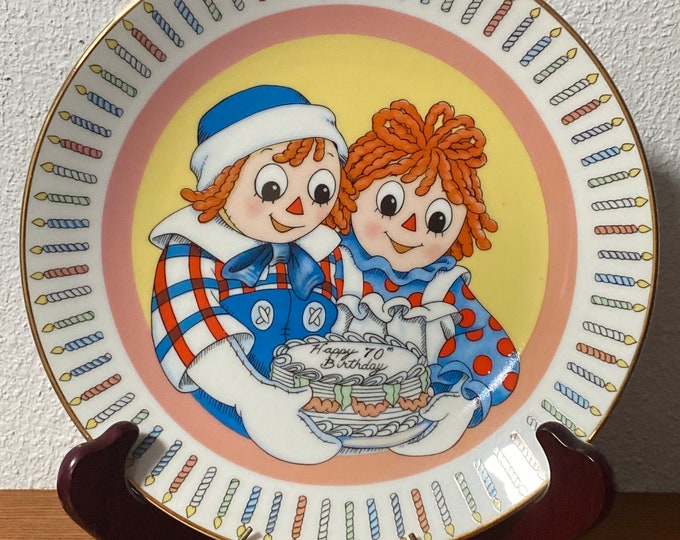 Vintage Classic Raggedy Ann & Andy Doll Plate 1987, 70th Birthday, 8-1/ ...
