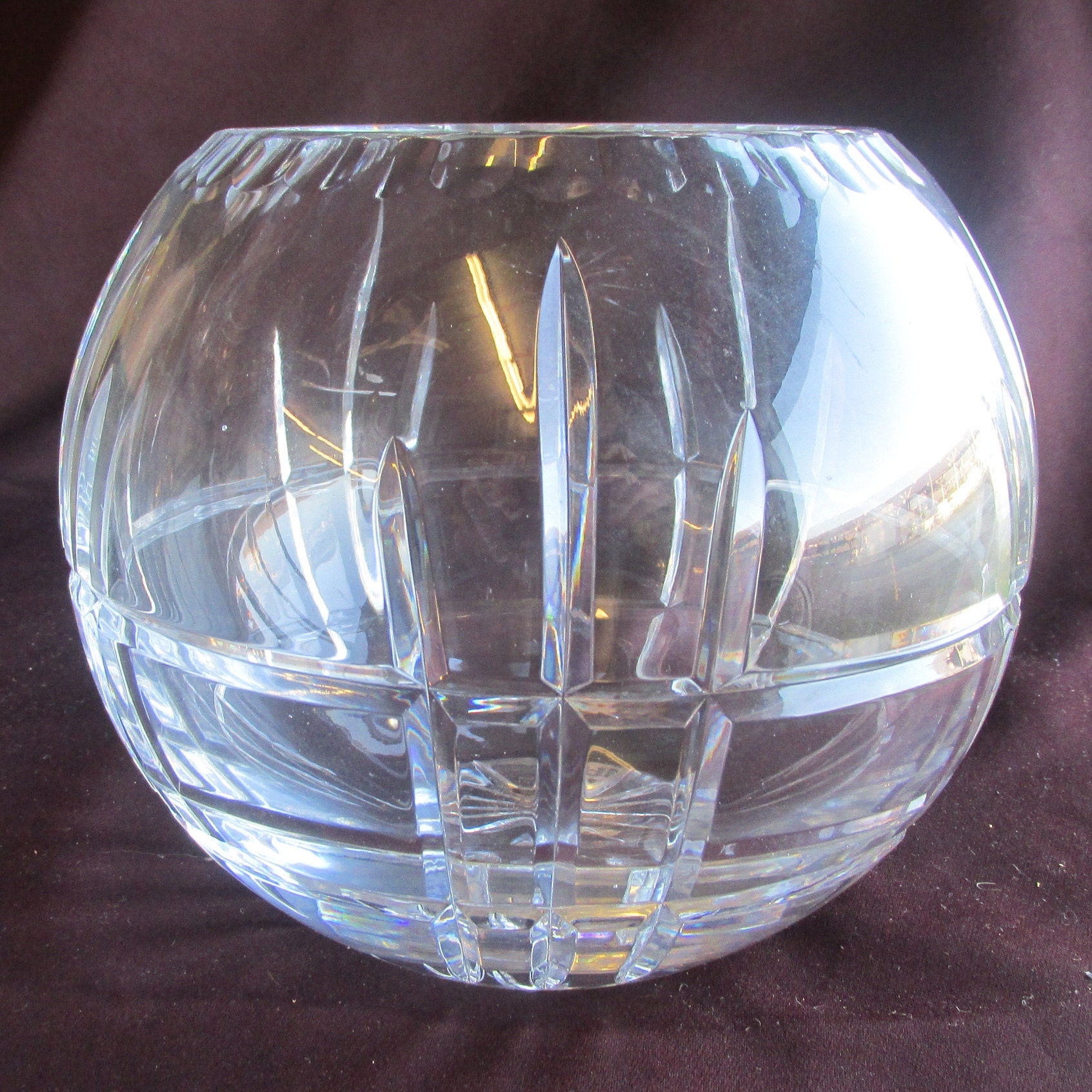 Marked Bombay Very Heavy Cut Crystal Glass Bowl Vase | Etsy