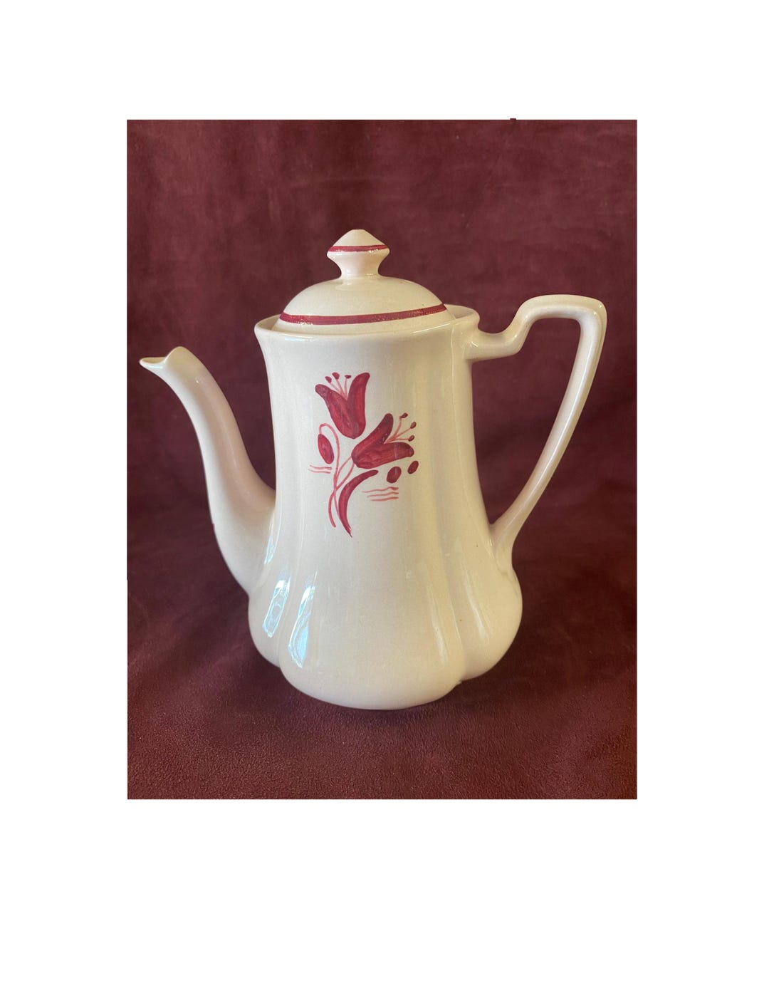 Vintage Hand-painted Tulip Teapot: Pink Windsorware Ceramic, F.B. & Co ...