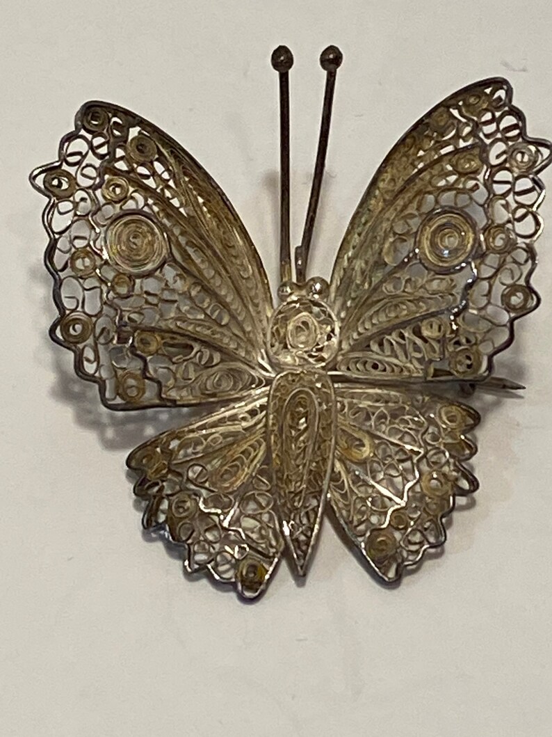 Vintage Sterling Silver Peru Butterfly Filigree Brooch or Pin - Etsy