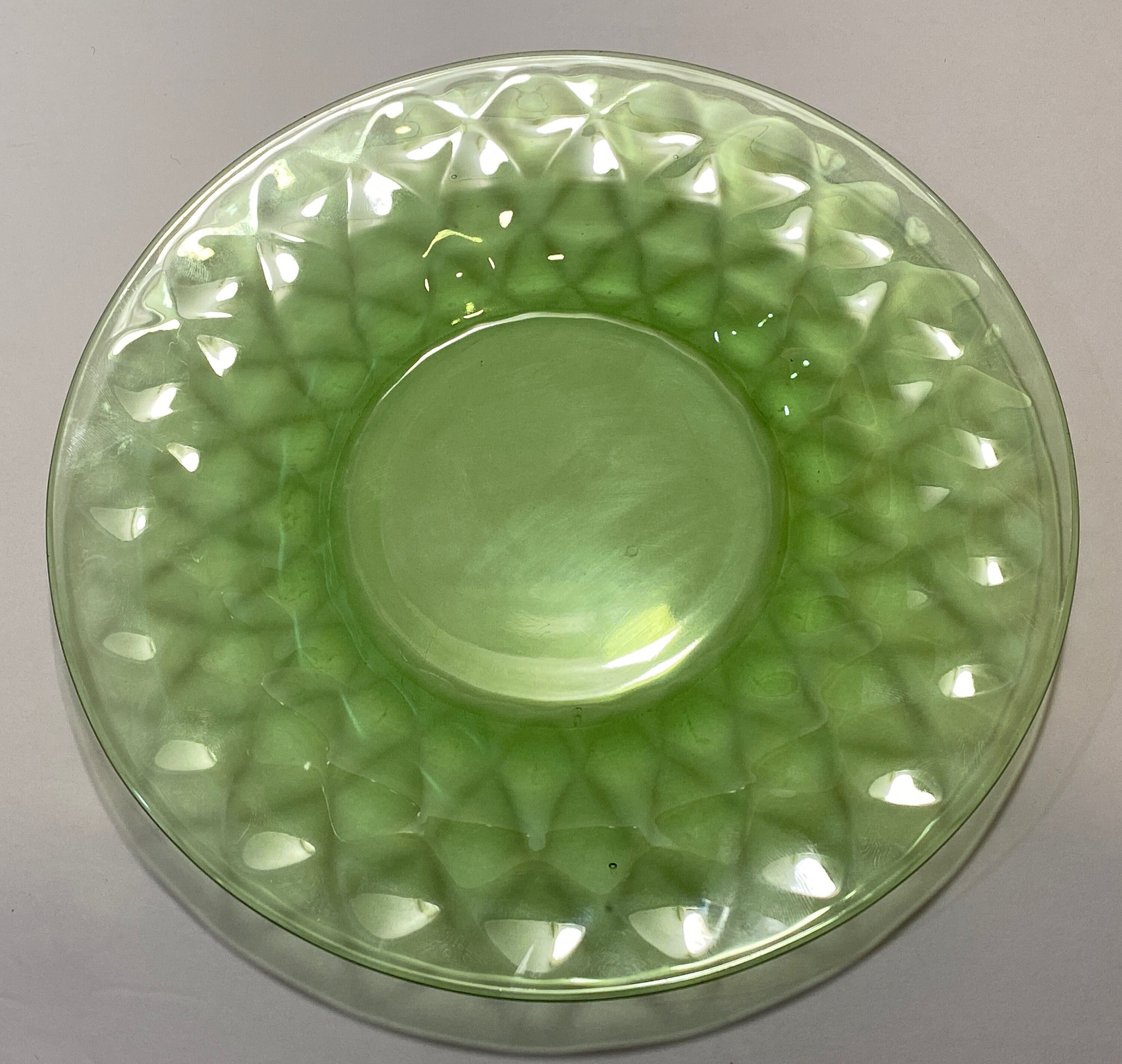 Vintage Lot of 3 Different Green Depression Glass Plates | Etsy