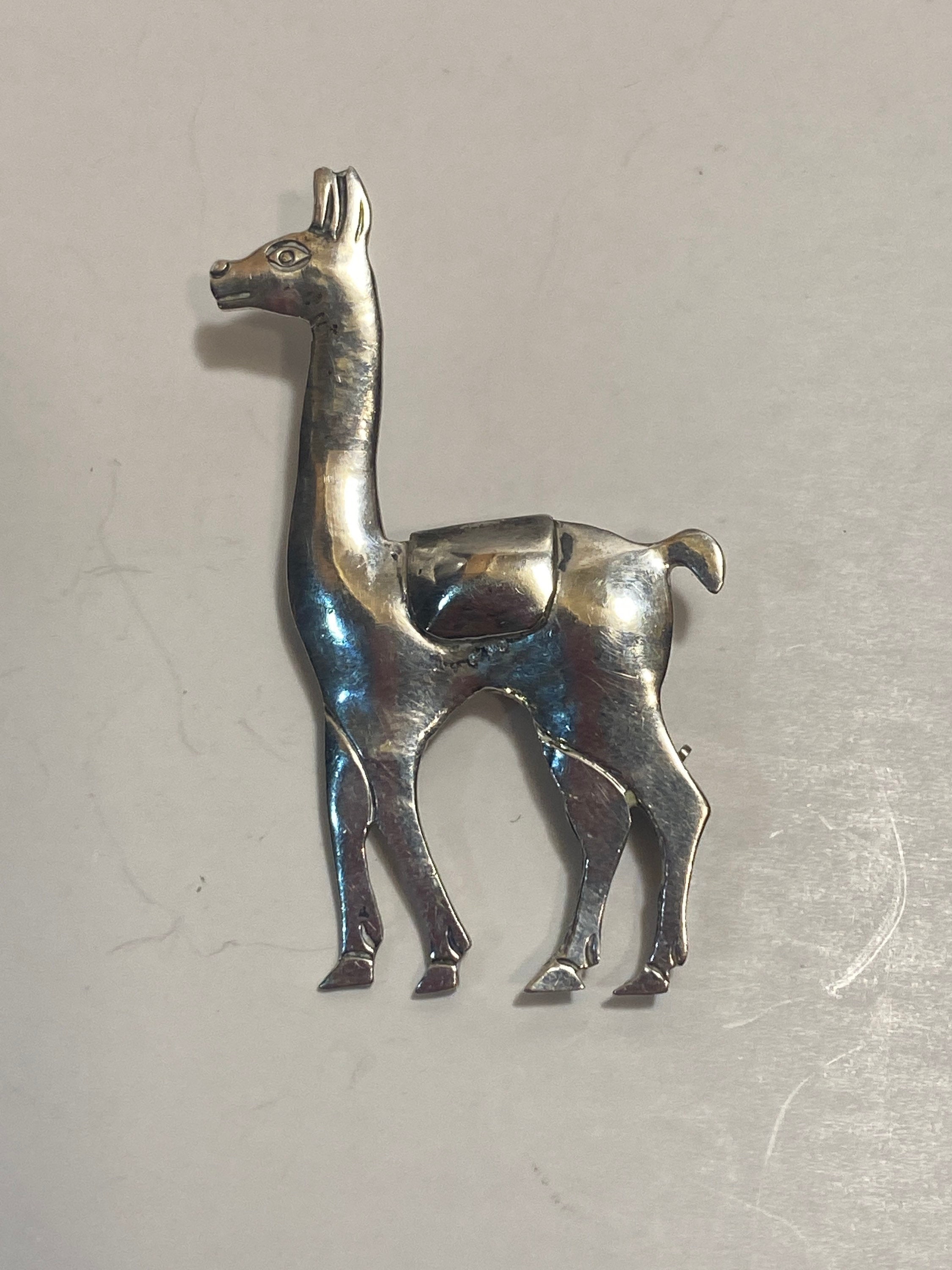 Vintage 1950s Sterling Silver Peruvian Llama Brooch Signed | Etsy